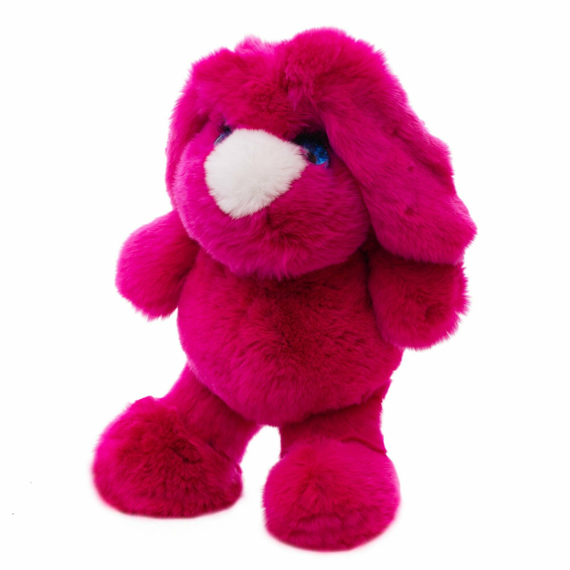 Мягкая игрушка зайка Holich Toys из натурального меха Морозко розовый, фуксия, мягкие игрушки, игрушки для детей, детские игрушки, игрушки для девочек, игрушки для мальчиков
