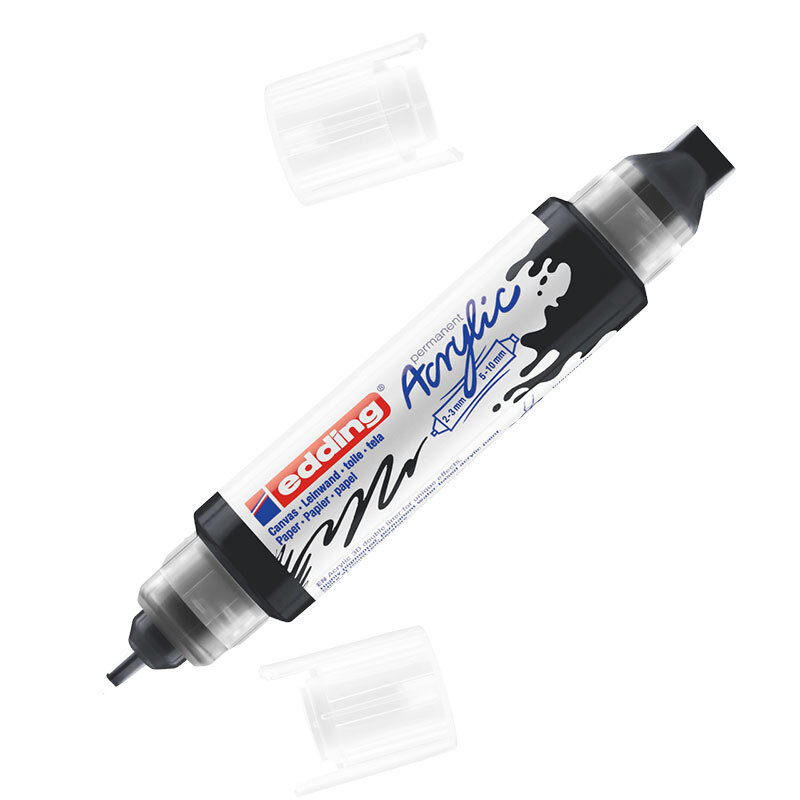 Акриловый двусторонний 3D маркер-аппликатор edding 5400 наконечники 2-3 мм и 5-10 мм Черный