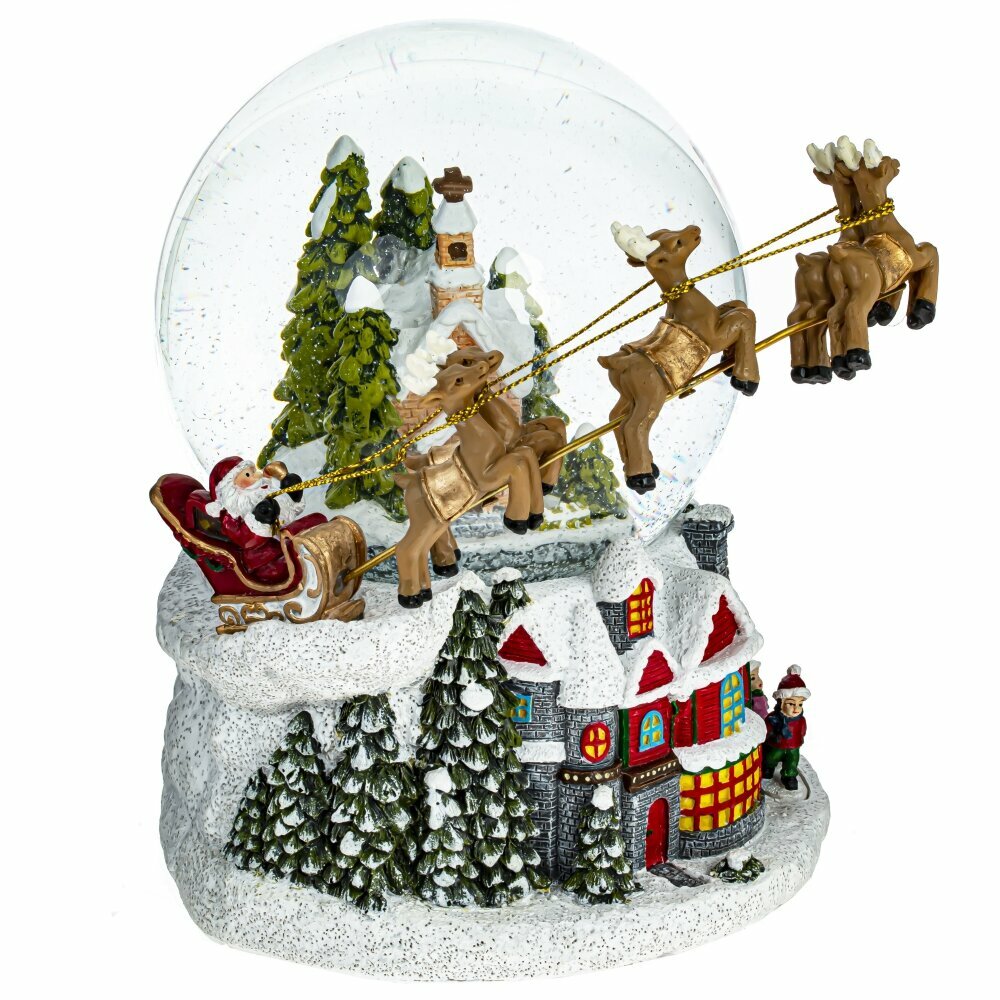 Снежный шар с подсветкой, музыкой, эффектом вьюги Новый год (3хАА, не входит) 14.5х17х16см, d11см KSM-794156