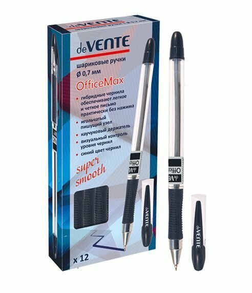 Ручка шариковая deVente "OfficeMax" набор 12 штук, черная 0.7 мм игла, масляная основа