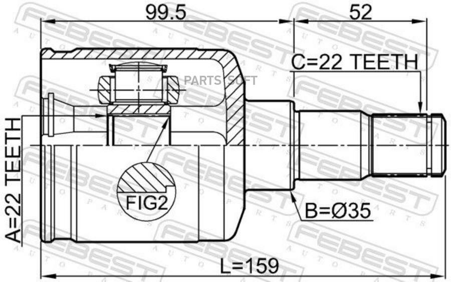 FEBEST 1011-COBRH ШРУС внутренний правый 22X35X22 CHEVROLET COBALT 2013-2017 [EU] ()