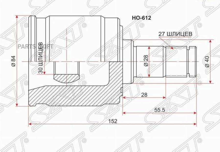 Шрус (Спереди/ Справа/ Внутр) Honda Accord 97-08 / Civic 05-12 SAT HO-612 | цена за 1 шт