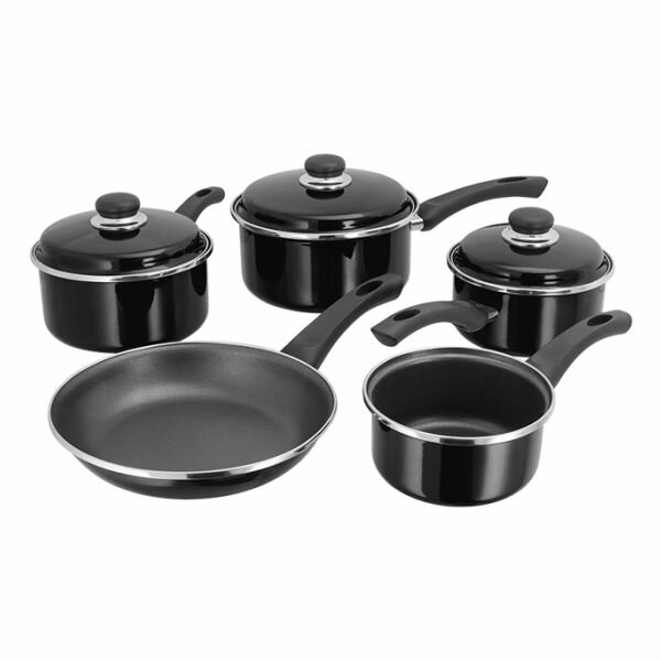 Черный набор эмалированных кастрюль Judge Essentials с антипригарным покрытием из 5 предметов