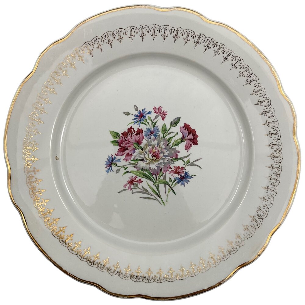 Тарелка "Lilitia", 24 см, фаянс, 1920-1950 гг, Digoin&Sarregueminies, Франция (дефект)