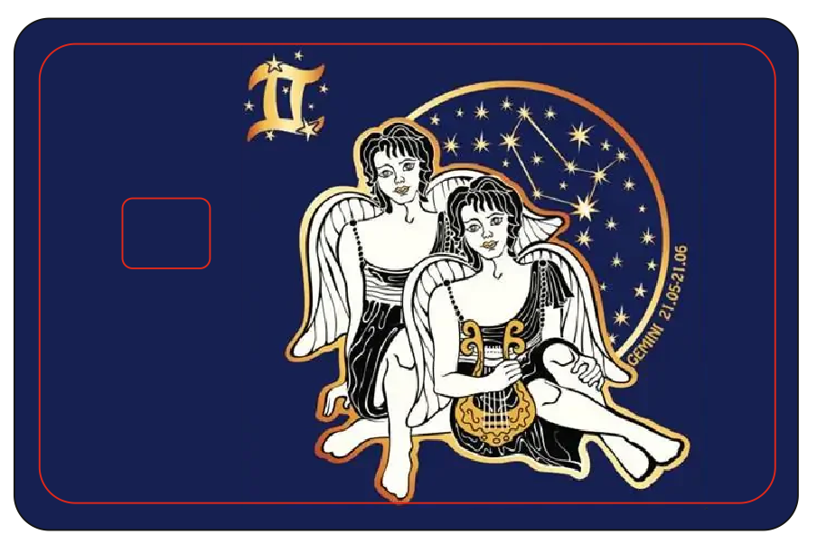 Наклейка на банковскую карту, знак зодиака близнецы