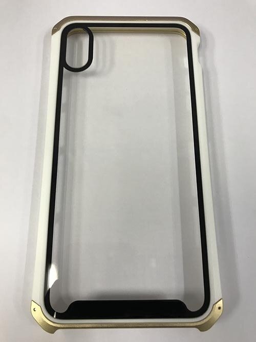 Противоударный чехол для iPhone XS Max, Case Solace Glass, белый с золотым