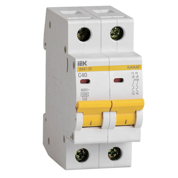 Автоматический выключатель 2-пол. 40А ВА47-29 C 4,5кА MVA20-2-040-C KARAT IEK