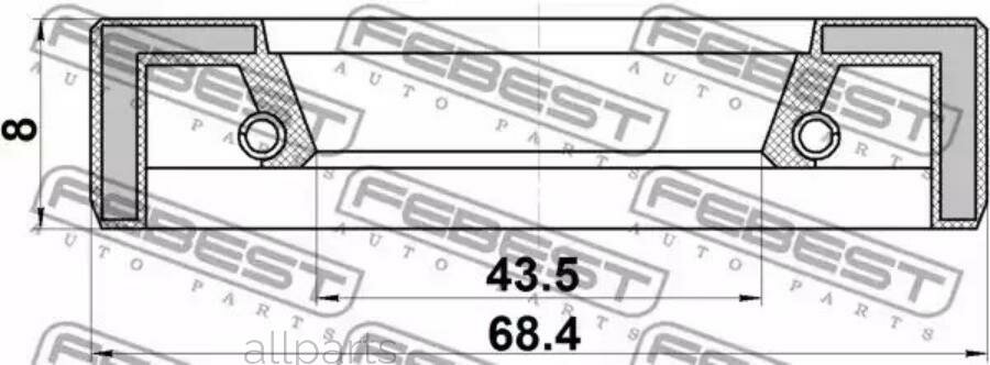FEBEST 95FAY45680708X сальник вала! 45x53x7/8\ Mitsubishi Challenger /Pajero/Montero 96>
