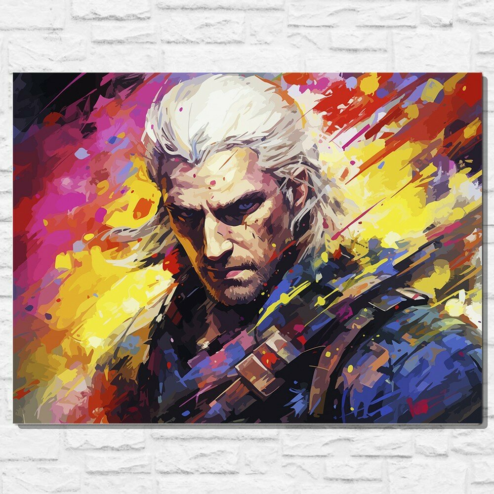 Картина по номерам на холсте игра Witcher 3 (Ведьмак, Геральт, PS, PC, XBOX, SWITCH) - 13734 Г 80x60
