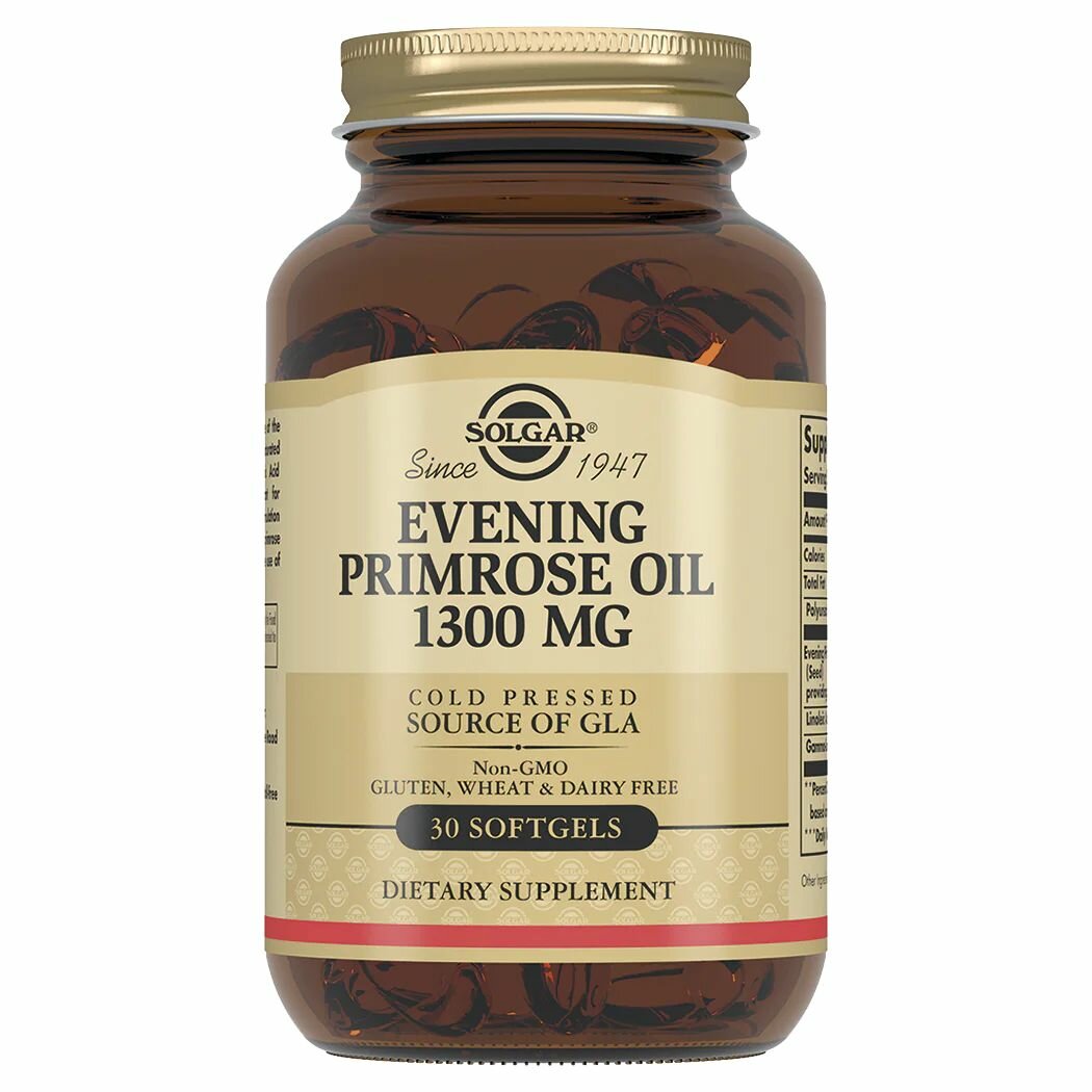 БАД Solgar Капсулы "Масло примулы вечерней 1300 мг", 30 шт. Evening Primrose Oil 1300 mg