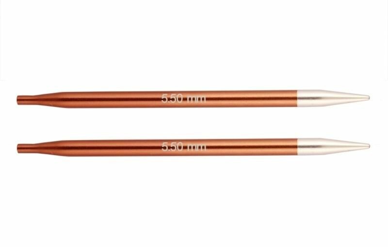 Спицы съемные "Zing" 5,5 мм для длины тросика 20 см, алюминий, охра (коричневый), 2 шт в упаковке, KnitPro, 47526