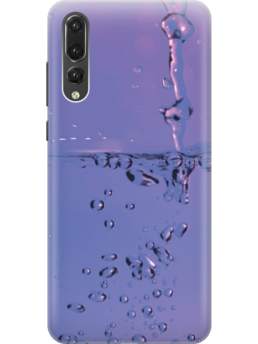 Силиконовый чехол на Huawei P20 Pro, Хуавйе П20 Про с принтом "Капли на сиреневом"