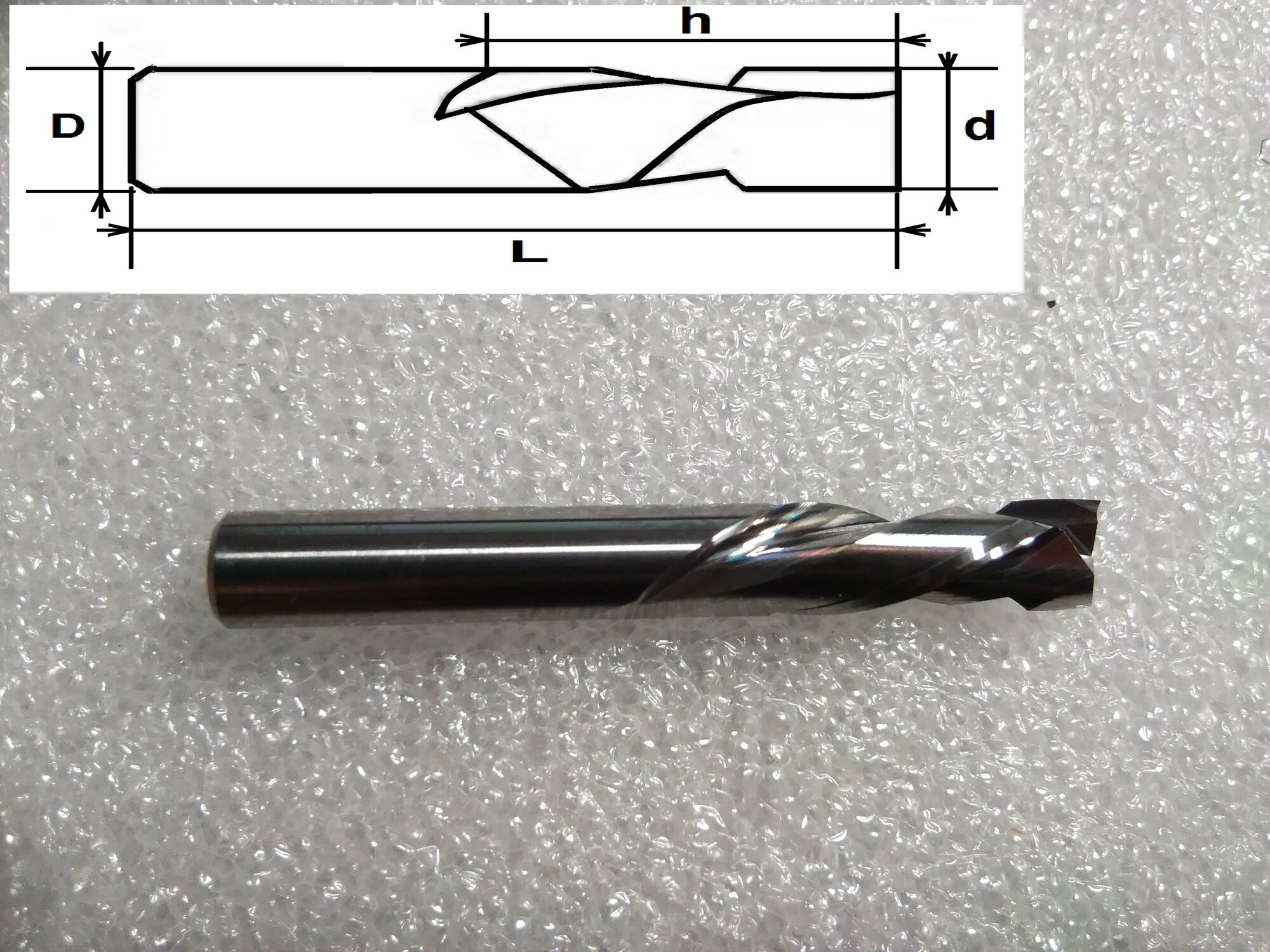 Компрессионная двухзаходная фреза FH617, d-6/ h-17/ D-6/ L-50. X series для ЧПУ станка