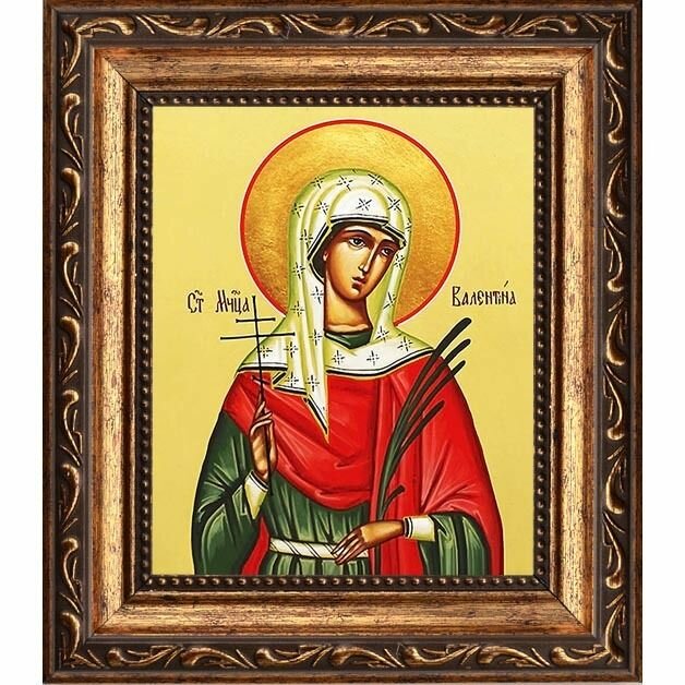 Валентина (Алевтина) Кесарийская Святая мученица. Икона на холсте (10 х 12 см / В раме)