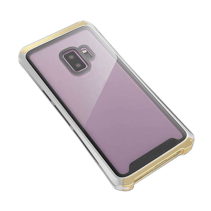 Противоударный чехол для Samsung Galaxy S9, Case Glass, белый с золотым