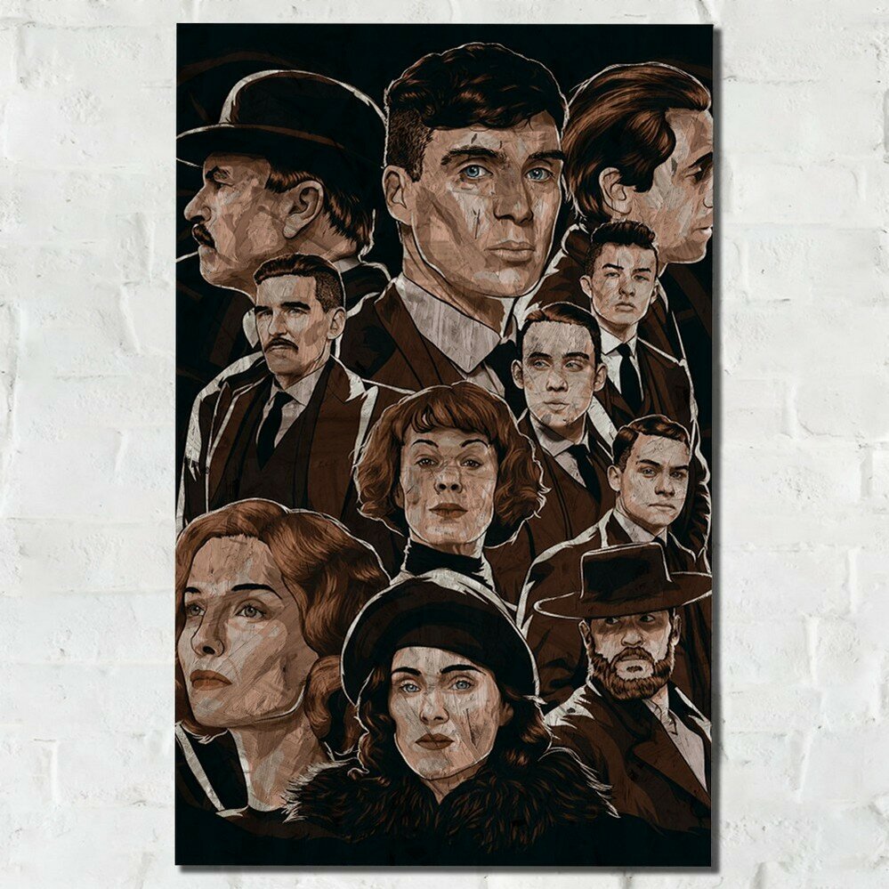 Картина интерьерная на рельефной доске сериал острые козырьки (Peaky Blinders, Постер, Томас Шелби) - 14364 В