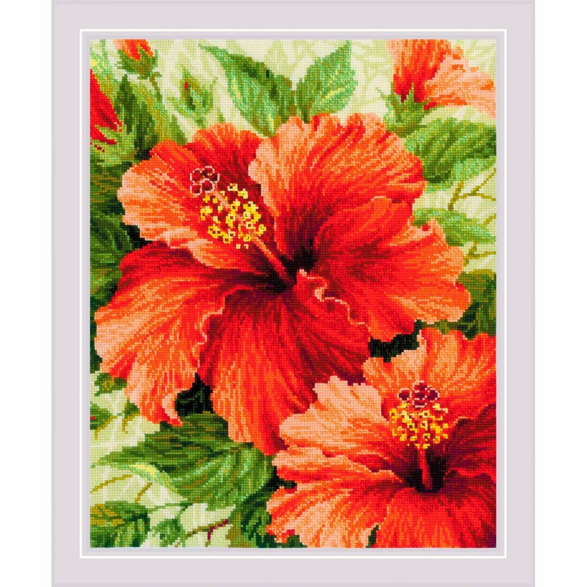 Набор для вышивания крестиком Риолис 'Гибискус', 40*50 см, на белой канве
