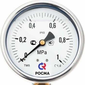 Манометр виброустойчивый ТМ-320Р 10кгс/см2 (1MPa, 10бар,10атмосфер) G1/4 с глицерином корпус 63 мм класс точности 2,5 корпус-сталь росма