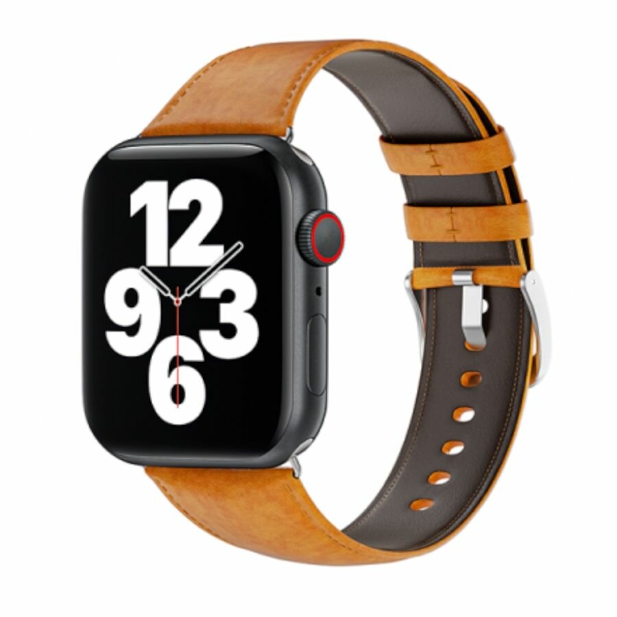 Кожаный ремешок для смарт-часов WiWU Vintage для Apple Watch 1-8/SE 38/40/41мм, Wi-WB003, светло-коричневый