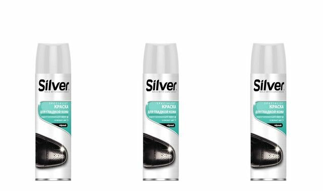 SILVER Спрей-краска восстановитель для гладкой кожи Черный, 250 мл, 3 шт