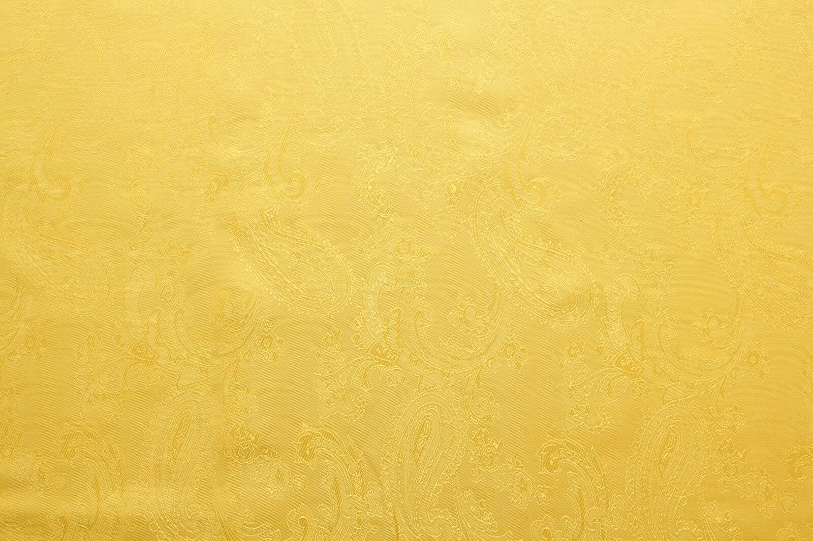 Ткань Жаккардовая подкладочная ткань Taffeta ярко-жёлтая с узором пейсли, ш142см, 0,5 м
