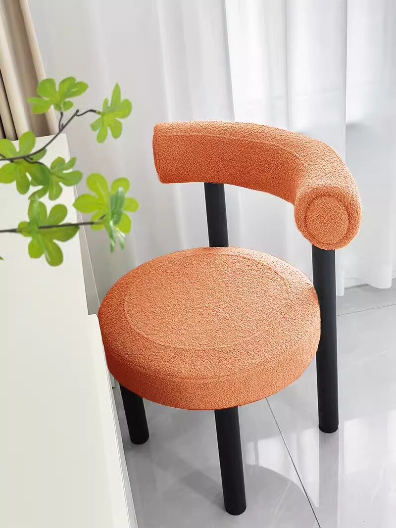 Стул обеденный для столовой в стиле Tom Dixon Fat Dining Chair (оранжевый букле)