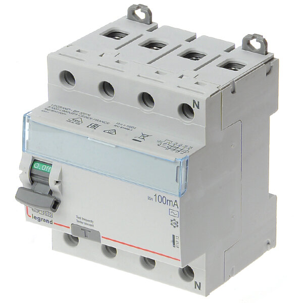 Устройство защитного отключения Legrand DX"3" 411723 тип АС 40А-300мА 400В 3P+N 4мод.