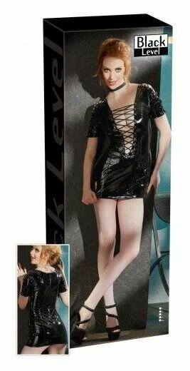 Платье виниловое Vinyl Dress with Lacing, чёрное, размер S