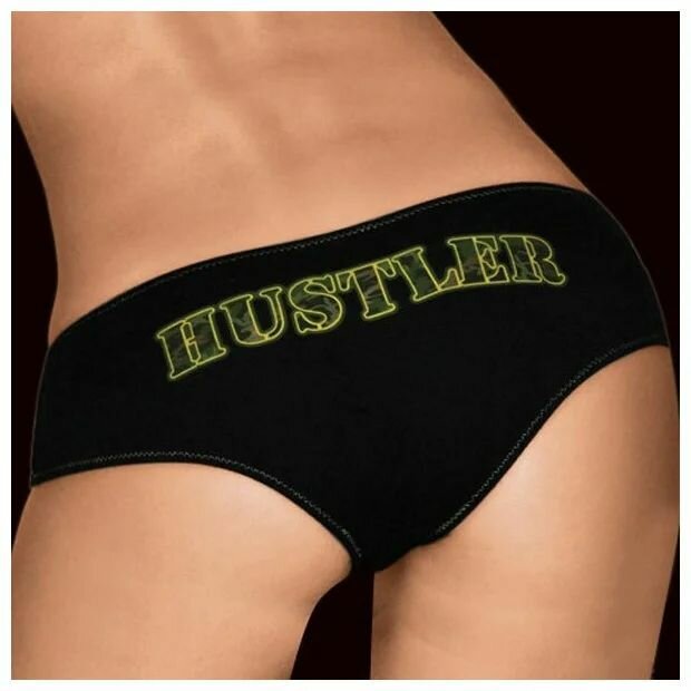 Трусики-шорты с надписью в цвете милитари от Hustler Lingerie