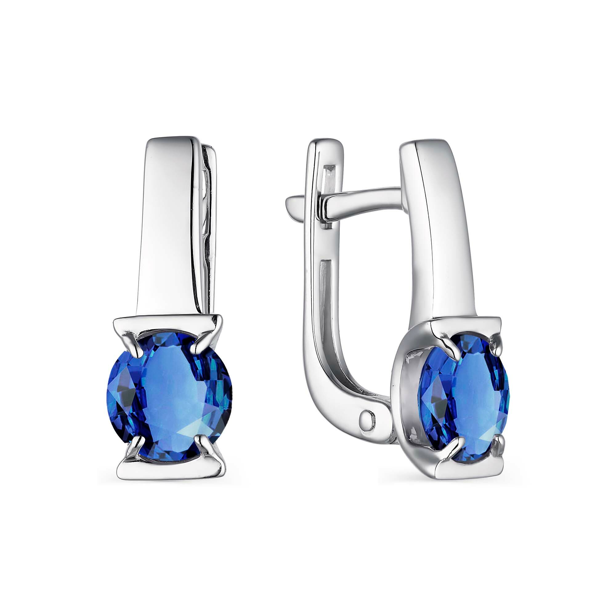 Серьги, серебро, 925 проба, сапфир