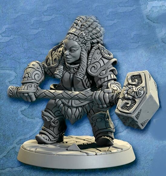 Дворф Дева-Паладин Воздаяния класс: Воин, Варвар, Жрец миниатюра для DnD (ДнД) и других Настольных игр (НРИ, Варгеймов или РПГ), фентези тематика