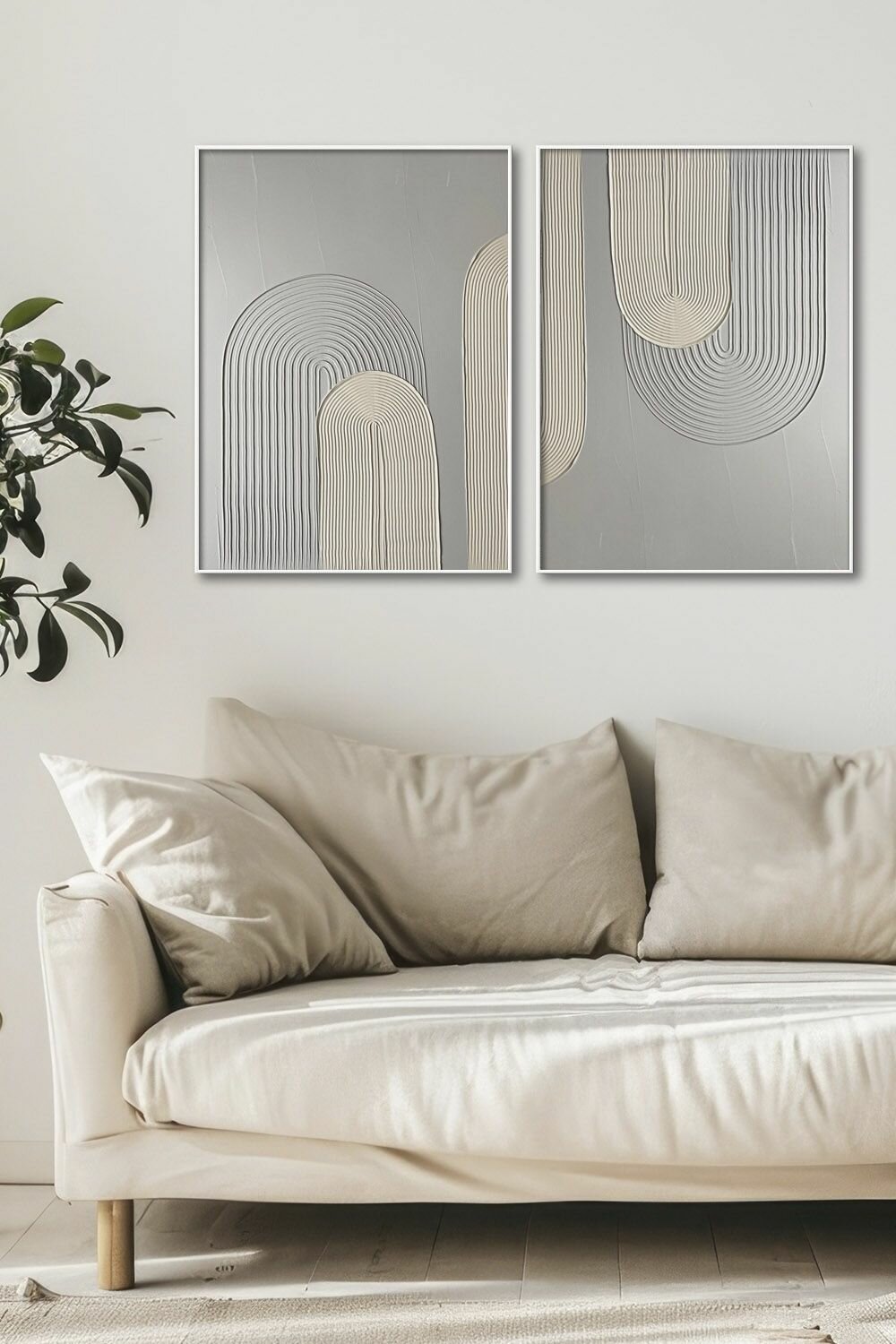 Набор из двух картин из гипса DECORMARKT Пара №36, 50х70 см, в белых рамках