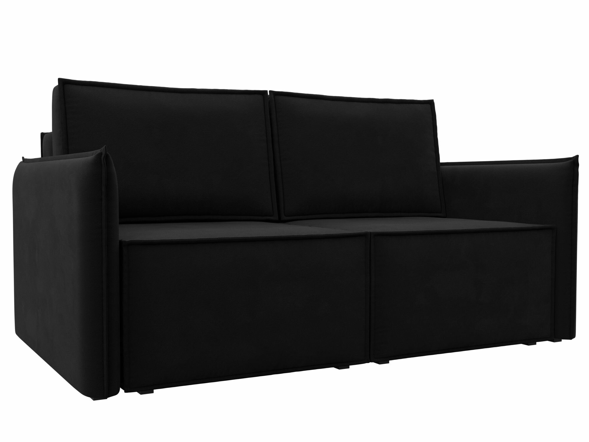 Диван прямой Либерти мини, микровельвет, механизм раскладушка, черный, 159x108x94см. Хит Диванов