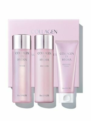 Эмульсия The Saem Face Care Набор Collagen EX Hydra Skin Care 3 Set, Набор уходовой косметики для лица: Тонер, Эмульсия, Пенка для умывания, Набор: тонер, 150 мл + эмульсия, 150 мл + пенка, 100 мл