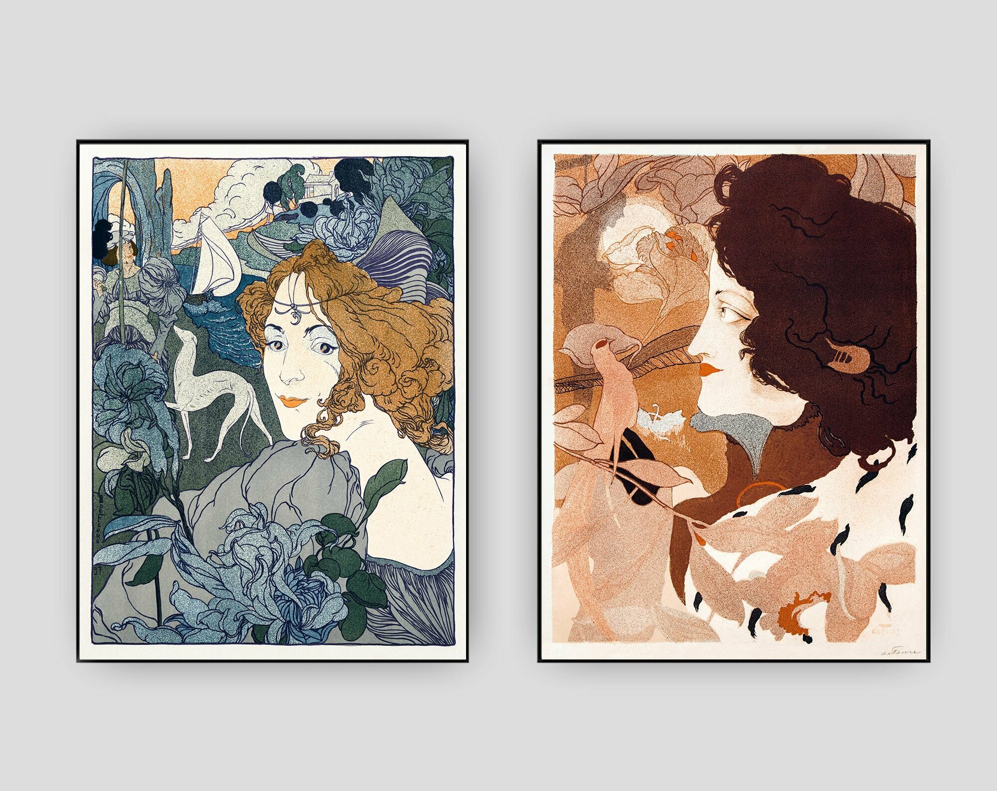 Набор интерьерных постеров "Мода Арт Деко", А3 без рамы. 2 винтажных плаката в стиле модерн и ар нуво