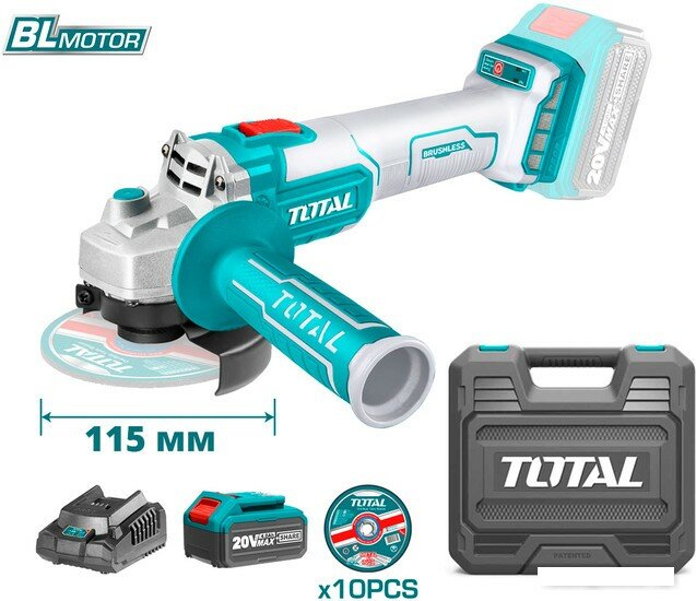 Шлифмашина Total TAGLI2011587 (с 1-м АКБ, кейс)