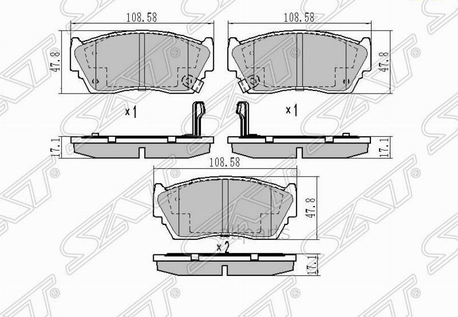 SAT ST-41060-50Y90 Колодки тормозные (Спереди) Nissan AD 90-99 / Sunny 90-00
