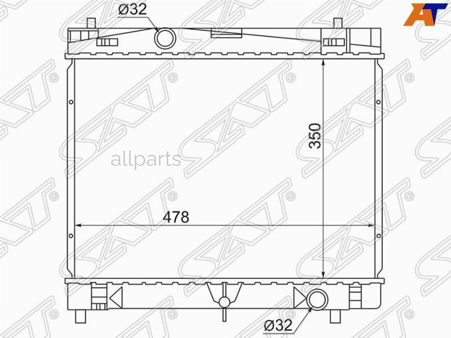 SAT TY0003-CP100 Радиатор Toyota Corolla (E180) 12-19 / Ractis 05-16 / Vitz 05-20 / Subaru Trezia 10-16 / Toyota Belt