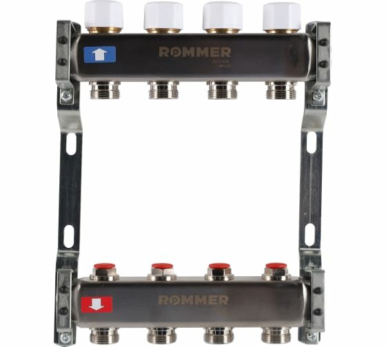 Коллектор из нержавеющей стали без расходомеров ROMMER 4 выхода RMS-3200-000004