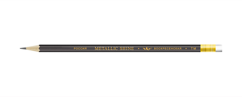 Карандаш графитный "ВКФ" "Metallic shine" MS04-12Д с ластиком заточенный ТМ (HB) 1-1601 графит