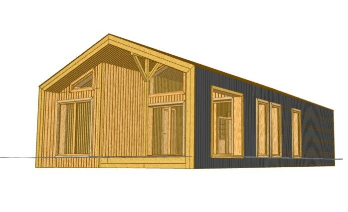 АС проект каркасного BARNHOUSE дома "ПЕРЕСВЕТ-75", 1 этаж + терраса