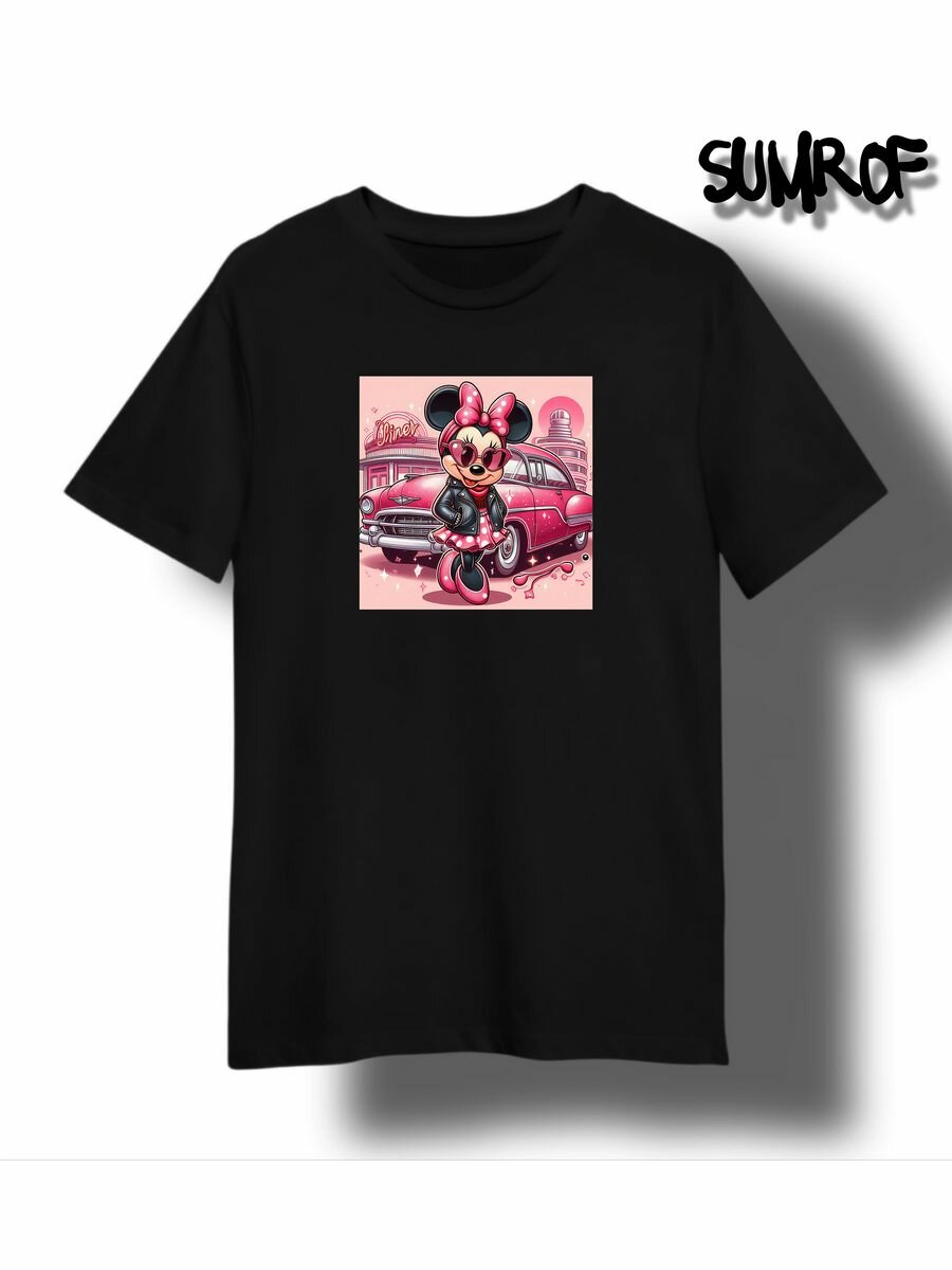 Футболка минни маус автомобиль ретро