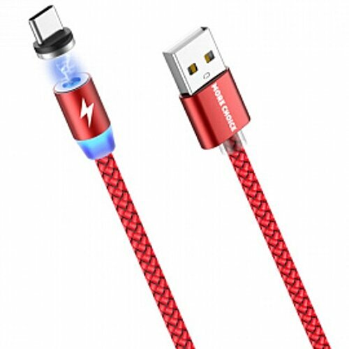 Кабель USB-Аm/Сm-2pin магнитный разъём More Choice K61Sa зарядка 3А Magnetic Red - 1м красный