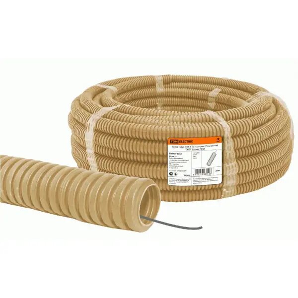 Труба гофрированная ПВХ D20 мм 25 м цвет сосна