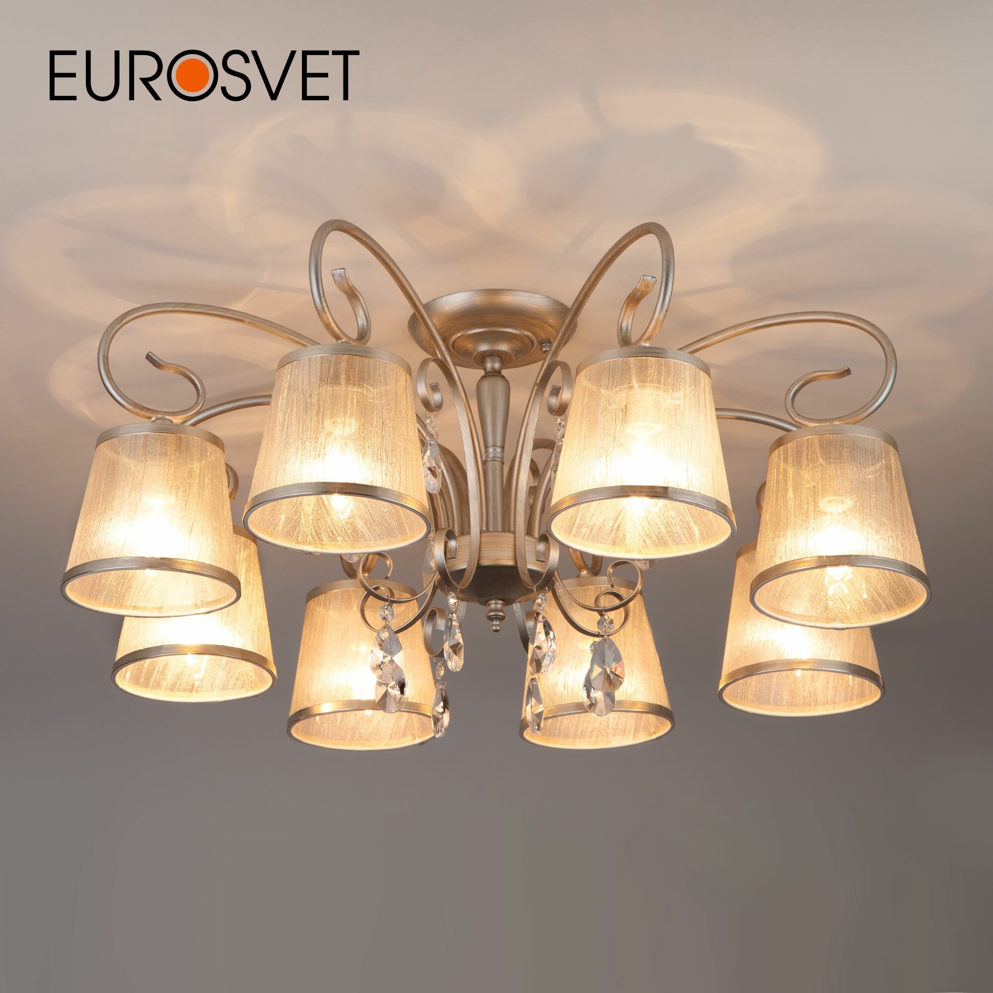 Люстра / Потолочный светильник с абажурами Eurosvet Liona 60065/8 цвет серебро