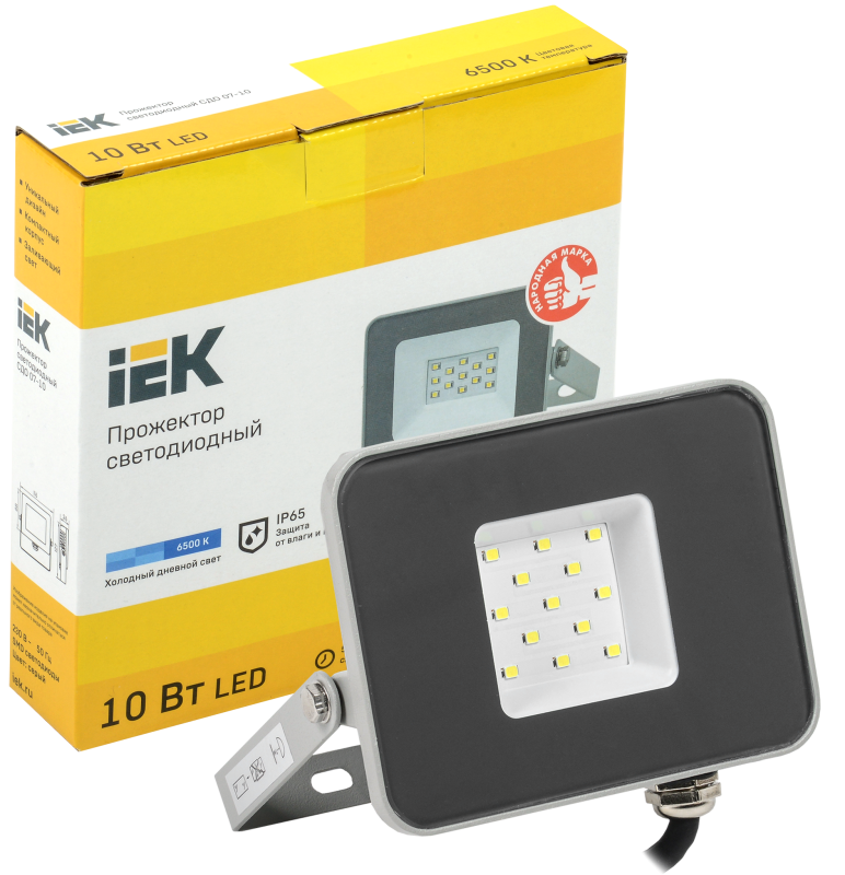Прожектор Белый 10W СДО 07-10 LPDO701-10-K03 IP65 220В серый