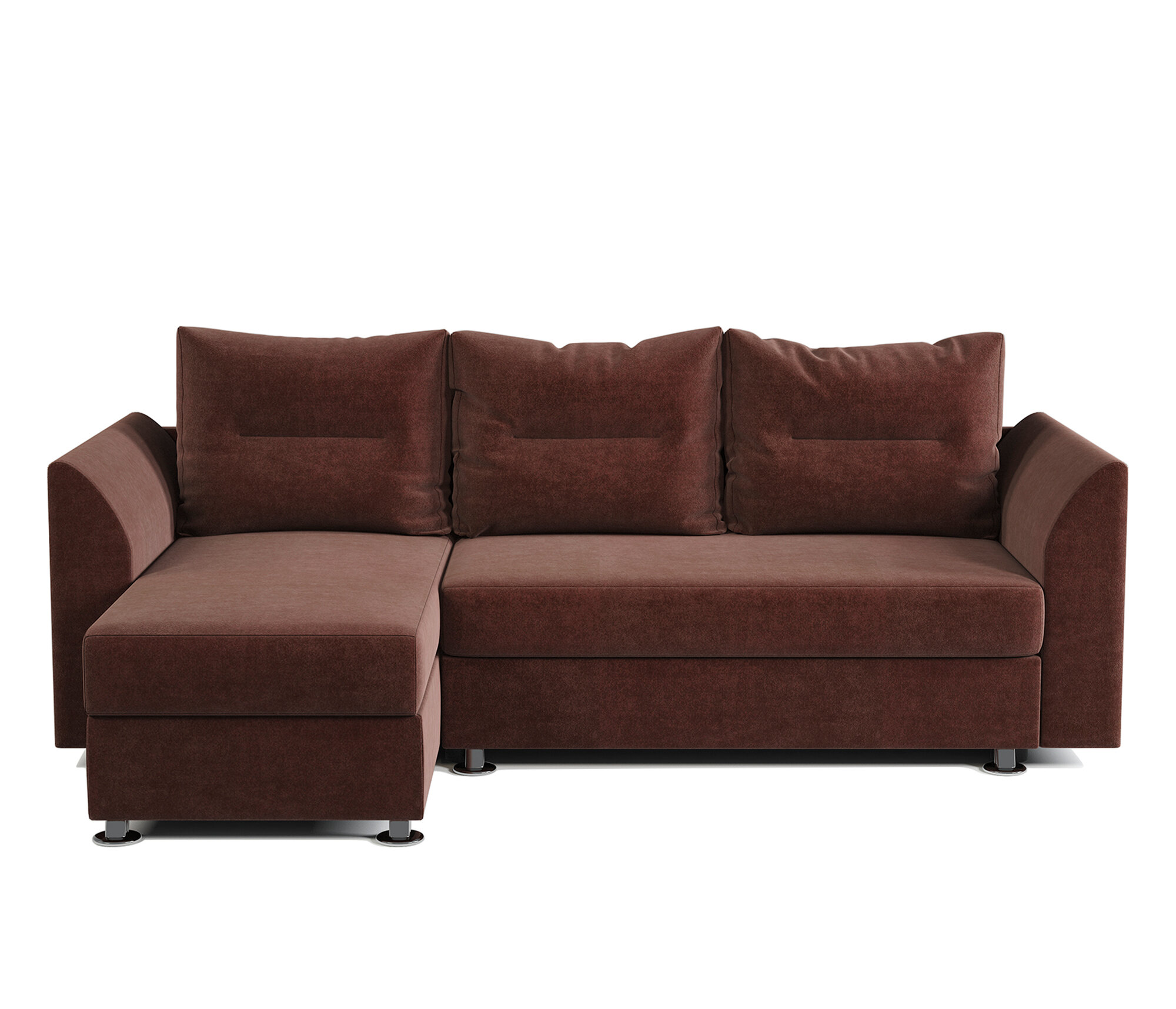 Угловой диван-кровать Ария Скала раскладной 225х78х150 см левый угол велюр Дрим шоколад
