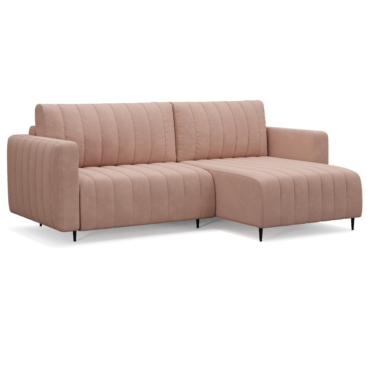 Угловой диван Сток Диванов Токио, бежевый вельвет, механизм пантограф, на ножках