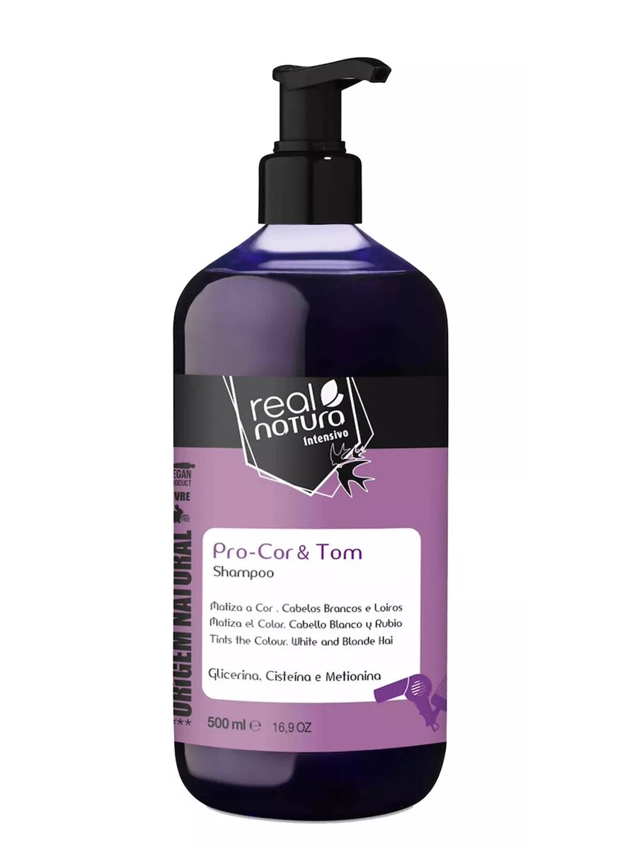 Real Natura Шампунь анти-желтый Shampoo Pro-Cor & Tom 500мл