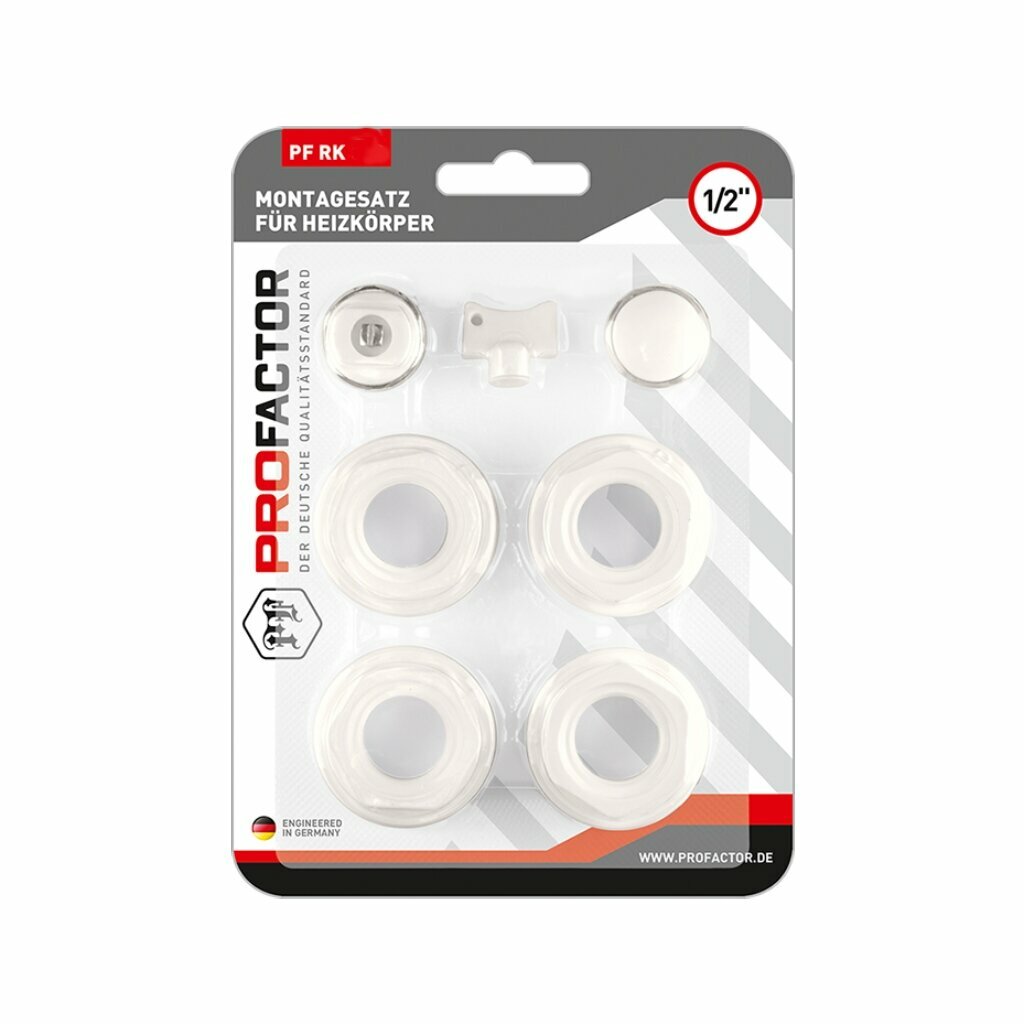 Комплект монтажный для радиатора, 3/4", белый, 7 предметов, без кронштейна, ProFactor, PF RK 553